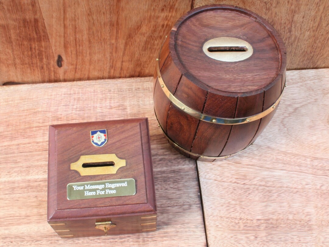 Scottish Regiments Wooden Money Box Chest or Money Barrel With ...