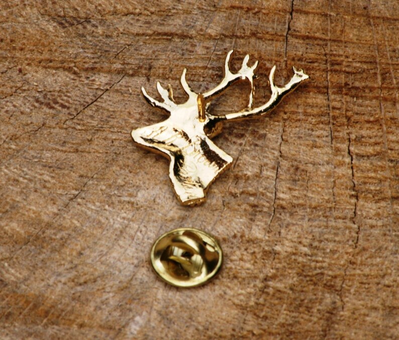 Stag Buck Head Gold Plated Pin Lapel Badge Deer Hunting Gift | Etsy