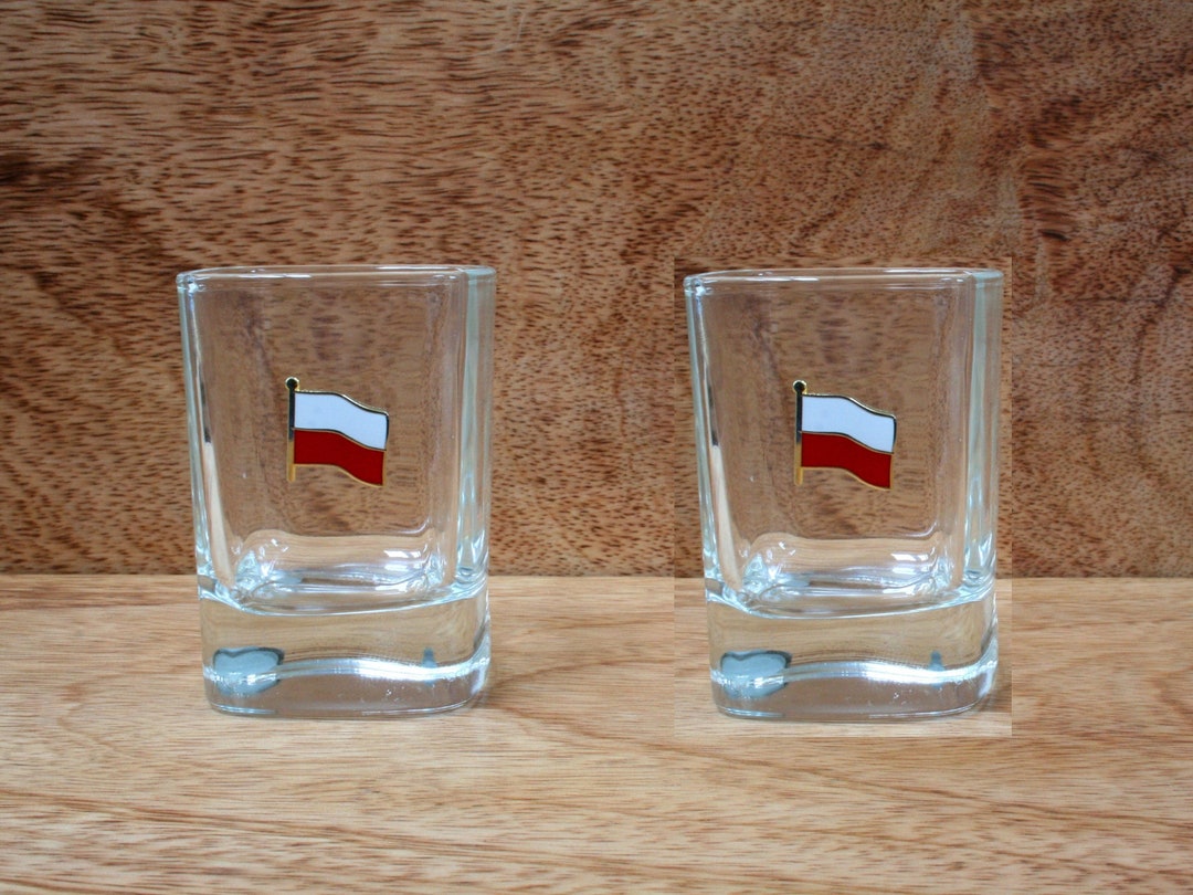 Flags of the World Pair of Shot Glasses Crystal With Motifs Union Jack ...