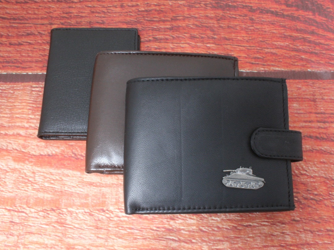 Army Tanks Leather Wallet Black and Brown or Card Holder Mens Panzer ...