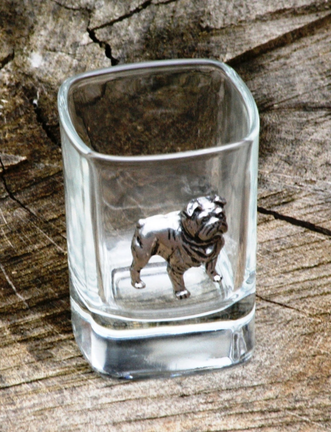 Pair of Bulldog Shot Glasses Crystal with Pewter Motifs Ideal | Etsy