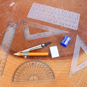 Greek Mythology Geometry Set in Tin, Compass, Ruler, Set Squares Math ...