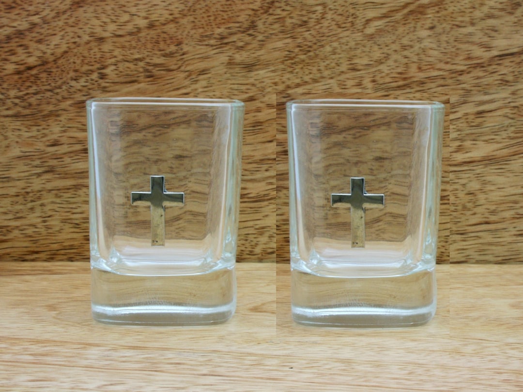 Religious Symbols Pair of Spirit Shot Glasses 50ml Christian Star Fish ...