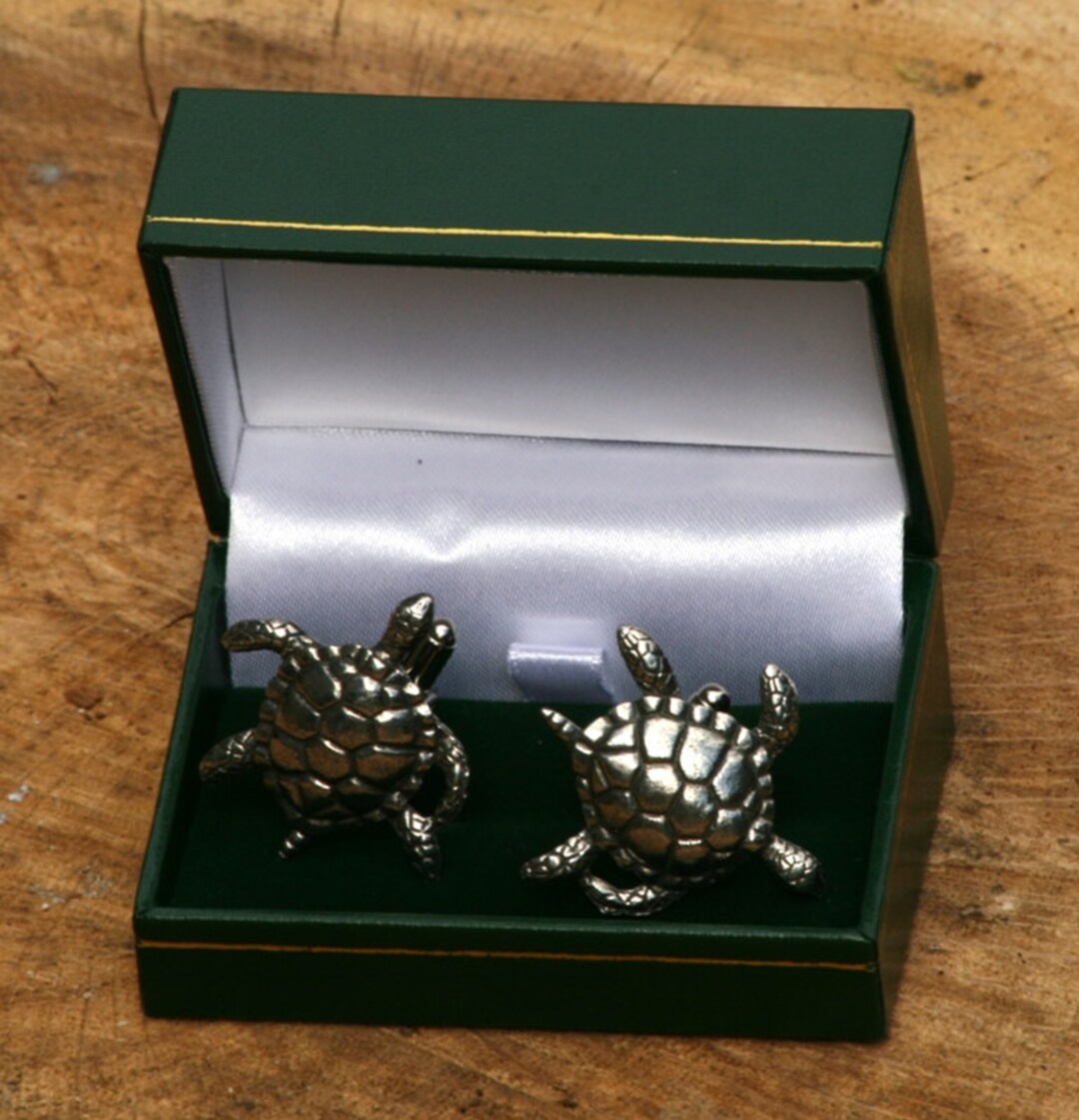 Sea Turtle Cufflinks Pewter UK Handmade Marine Nature Fathers Day Gift ...