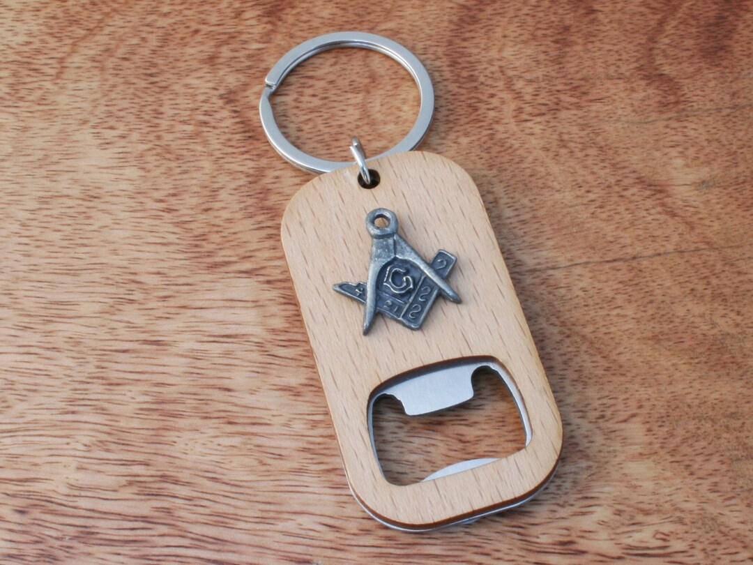 Masonic and Templar Keyring Bottle Opener Wooden Stainless Steel Key ...