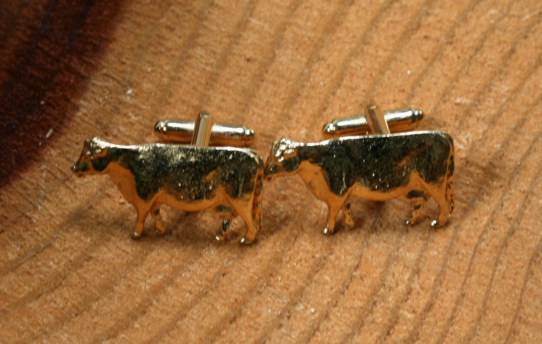 Beef Cow Design Gold Plated Cufflinks UK Handmade Farming - Etsy