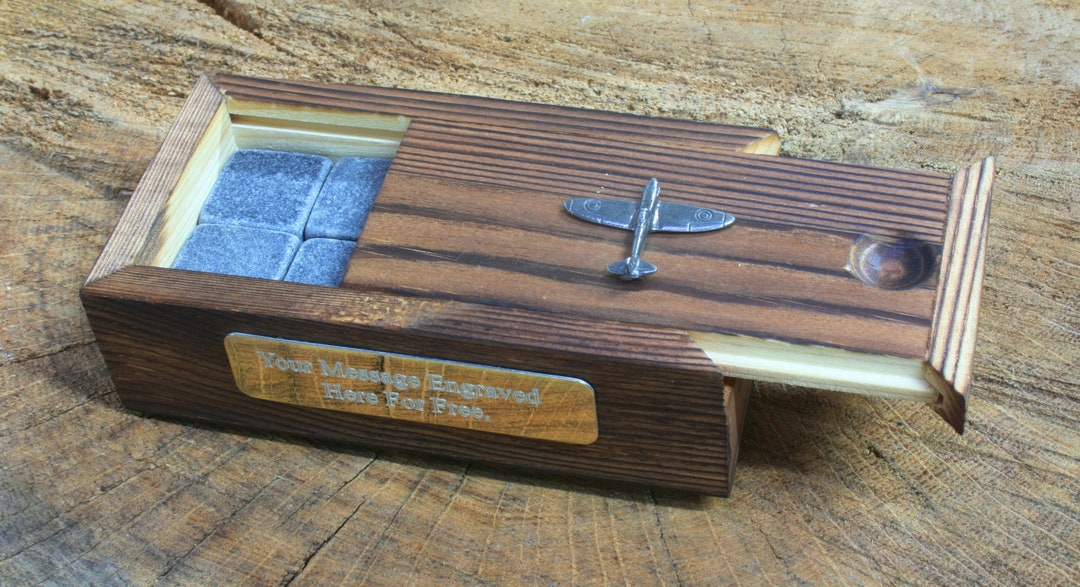 Spitfire Ice Cubes Whiskey or Gin Stones in Wooden Box Set of 6 ...