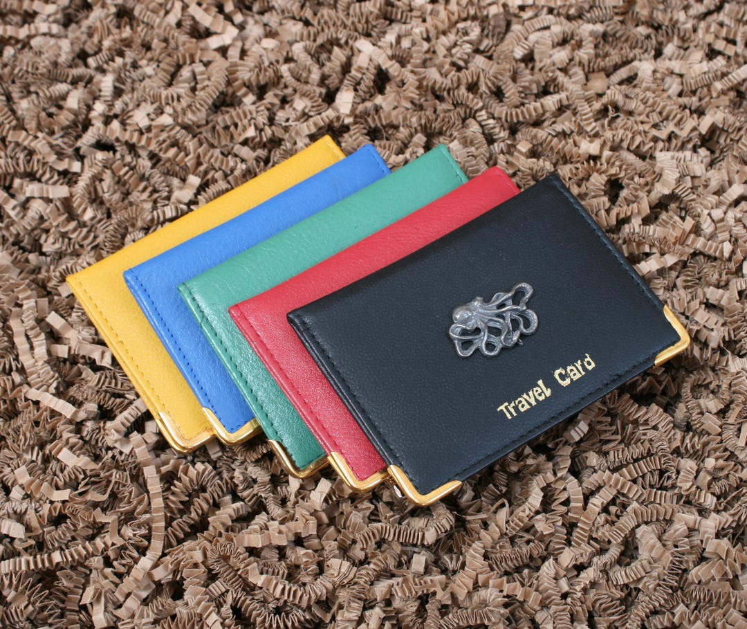 Marine Sealife Bus & Train Pass Wallet ID Holder in Black Leather ...