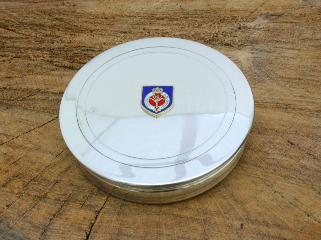 Welsh Regiments Pewter Jewellery Trinket Round English Pill Box ...