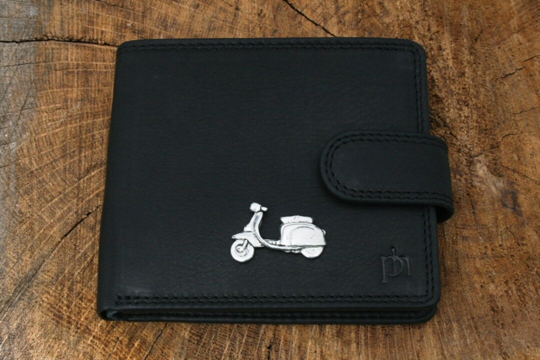 Lambretta Scooter Leather Wallet Brown or Black Leather Biker Christmas ...