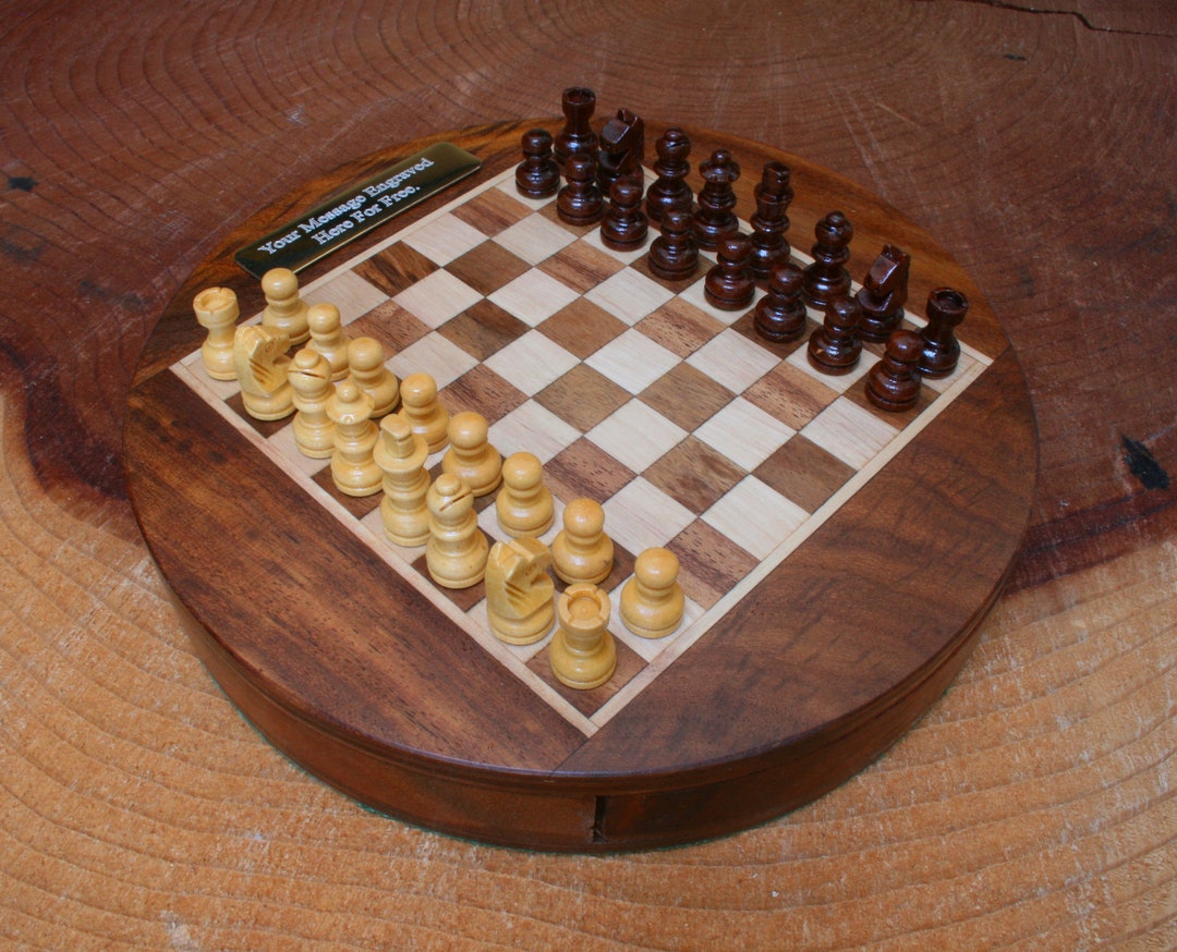 Personalised Small 7" Round Chess Set Personalised Free Engraving ...