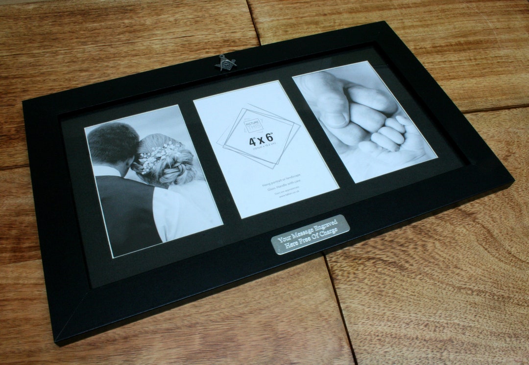 Masonic and Templar Black Wooden Photo Frame 3 Windows Wall Hanging ...
