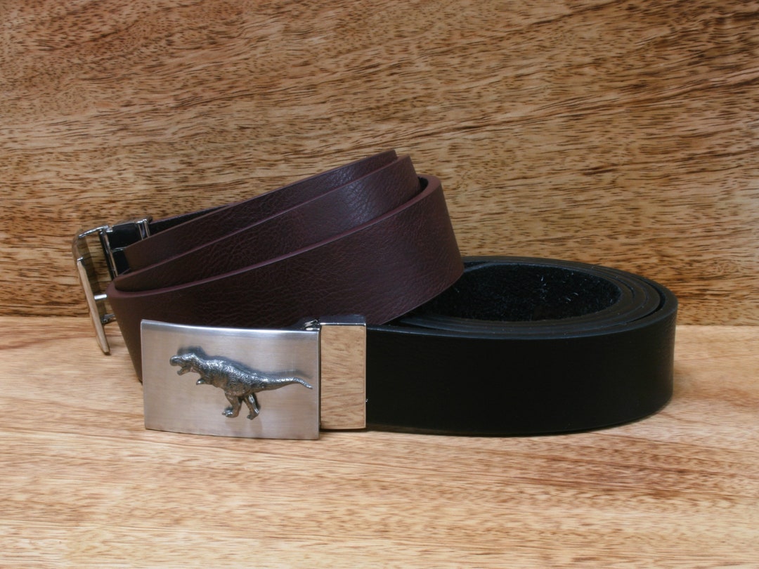 Dinosaurs and Prehistoric Leather Belt and Metal Buckle Set Black or ...