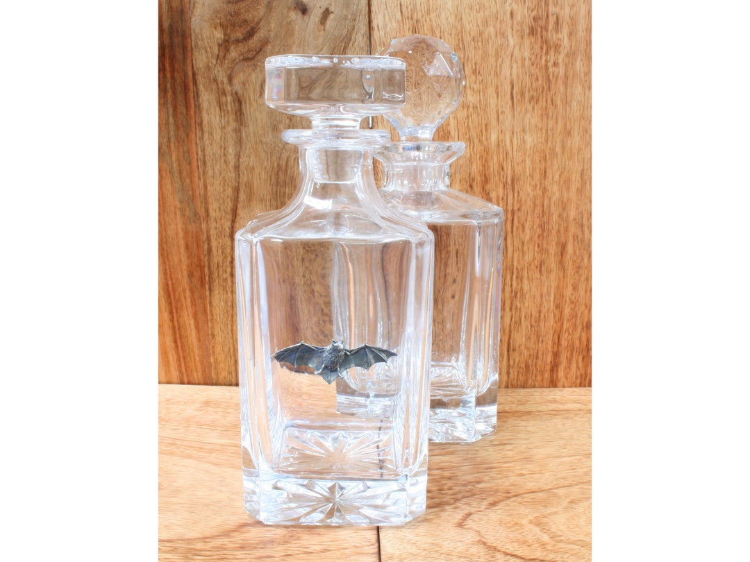 Halloween and Death Cut Glass Whiskey Decanter With Golf Ball or Square ...