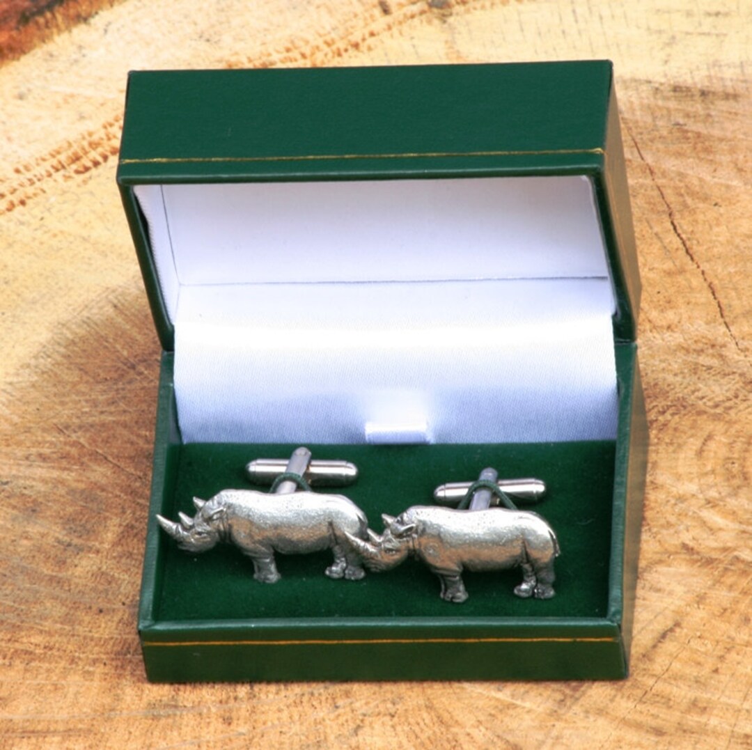 Rhino Cufflinks Pewter UK Handmade Nature Fathers Day Gift 297 Cu - Etsy