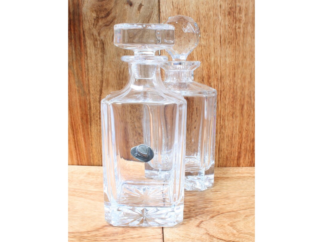 Cowboys and Indians Cut Glass Whiskey Decanter With Golf Ball or Square ...
