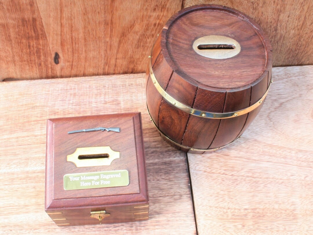 Shotguns and Rifles Wooden Money Box Chest or Money Barrel With ...