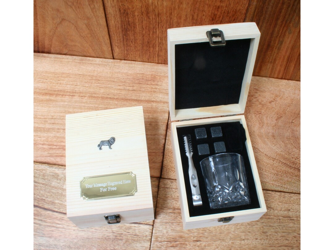 Safari Animals Whiskey Birthday Gift Set Wooden Tumbler Box ...