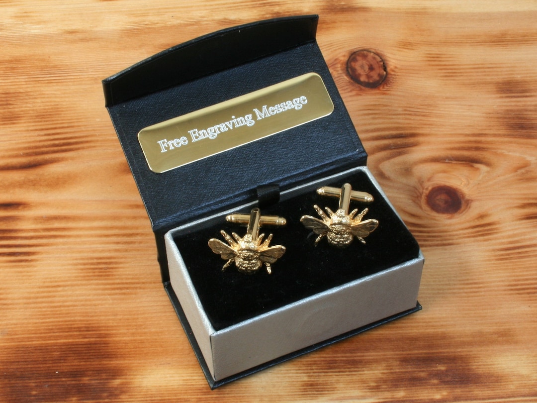 Bee Gold Plated Cufflinks UK Handmade Beekeeper Wildlife Birthday Gift ...