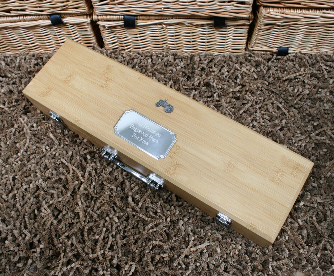 Farm Vehicles BBQ Tool Set in Bamboo Case, 3 Piece Grilling Utensils ...