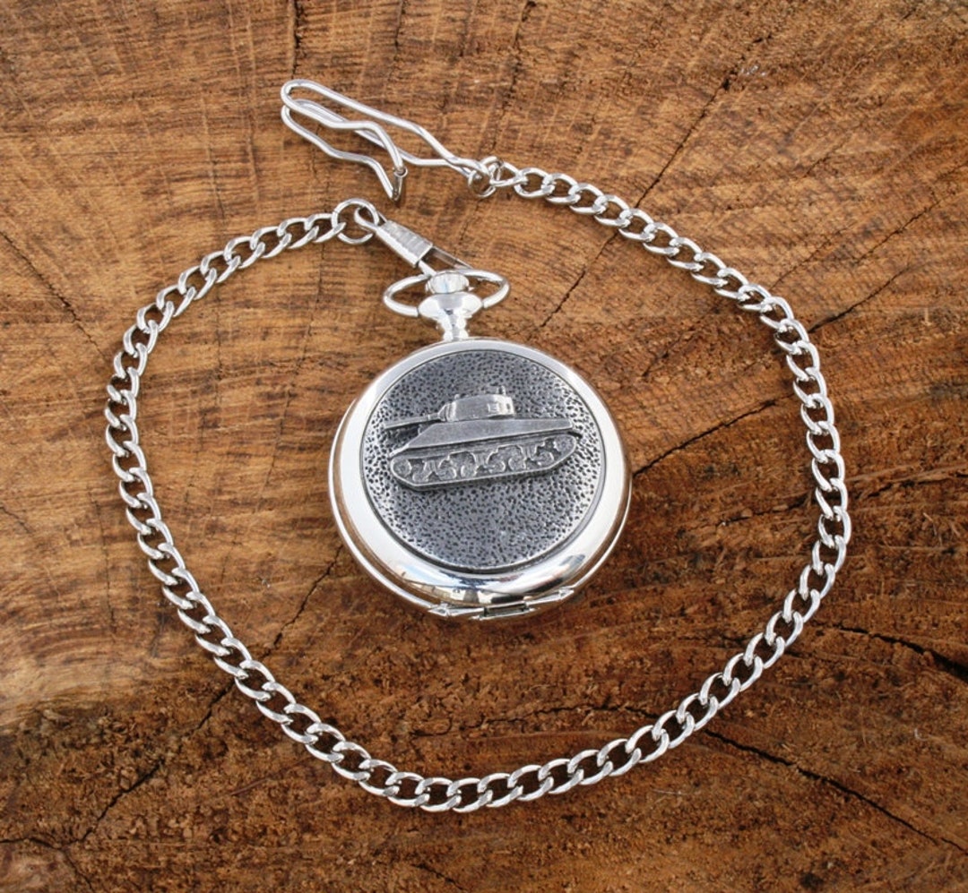 Sherman Tank or Panzer Tank Pocket Watch FREE Engraved Tank Father's ...