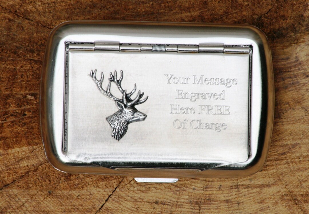 Stag Hand Rolling Tobacco Cigarette Tin Personalised Free Engraving ...