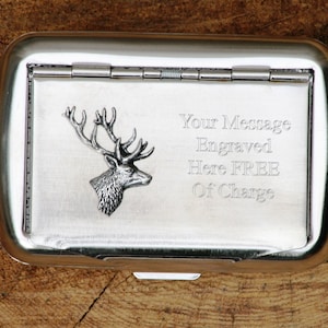 Stag Hand Rolling Tobacco Cigarette Tin Personalised Free Engraving ...