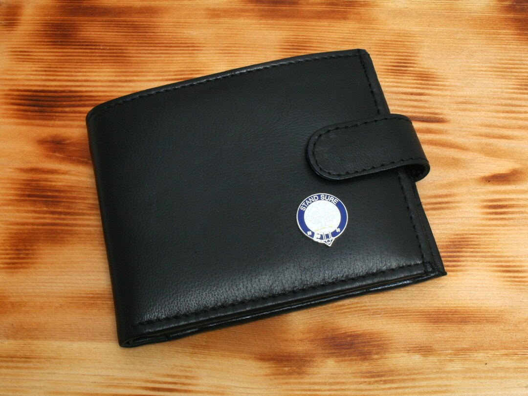 Clan Crests Leather Wallet Black and Brown or Card Holder Mens Scottish ...