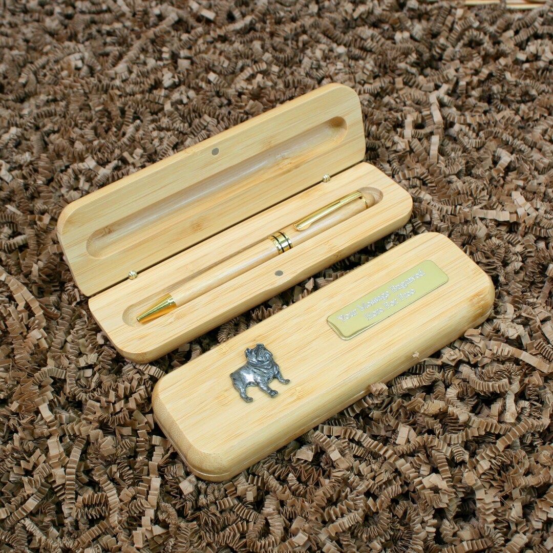 Household Dogs Luxury Wooden Pen Case With Matching Pen Free Engraving ...