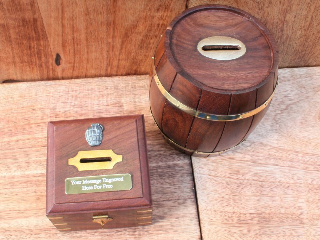 Army Wooden Money Box Chest or Money Barrel With Personalised Free ...