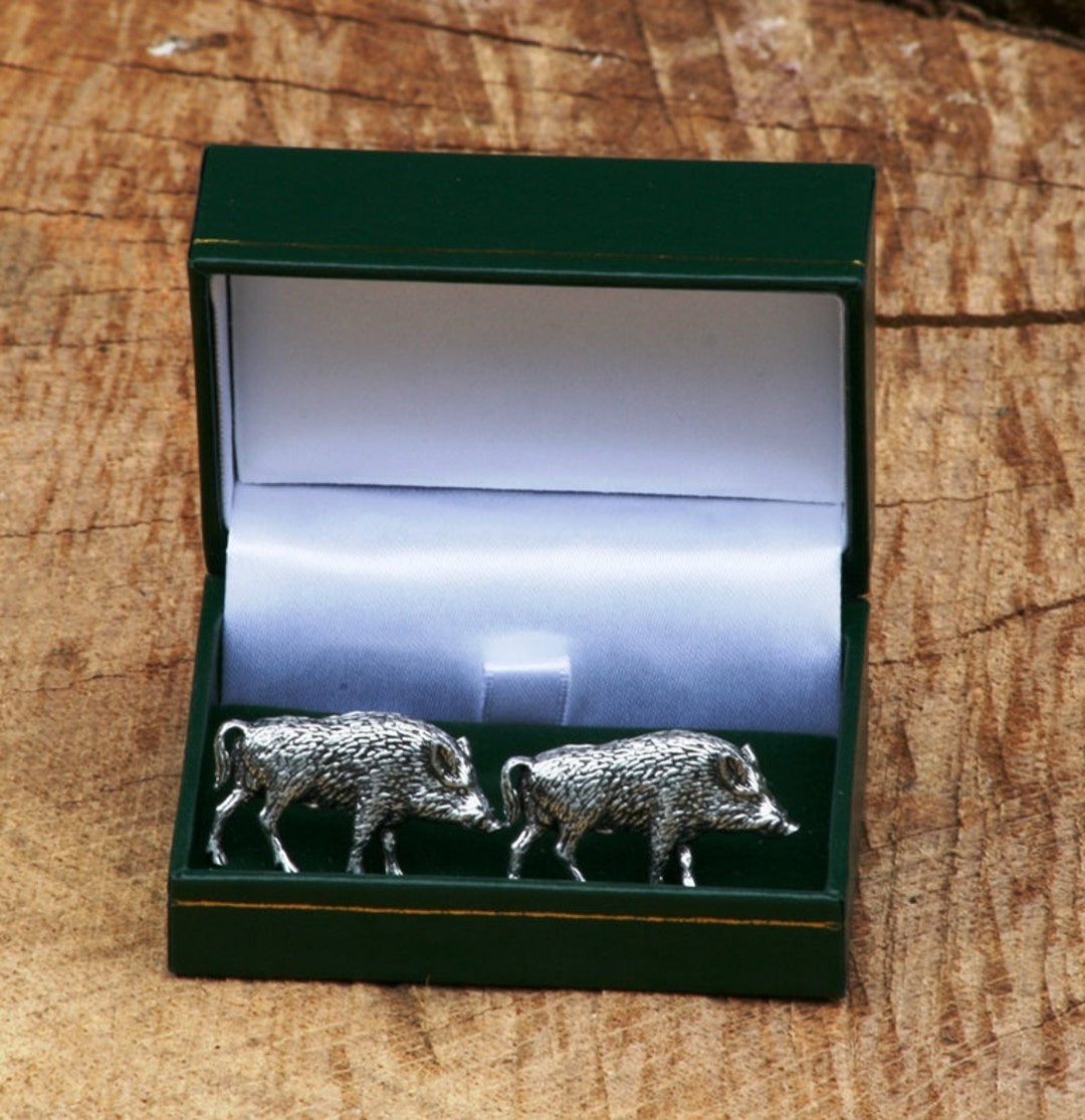Wild Hog Boar Cufflinks Pewter UK Handmade Hunting Fathers Day Gift 035 ...