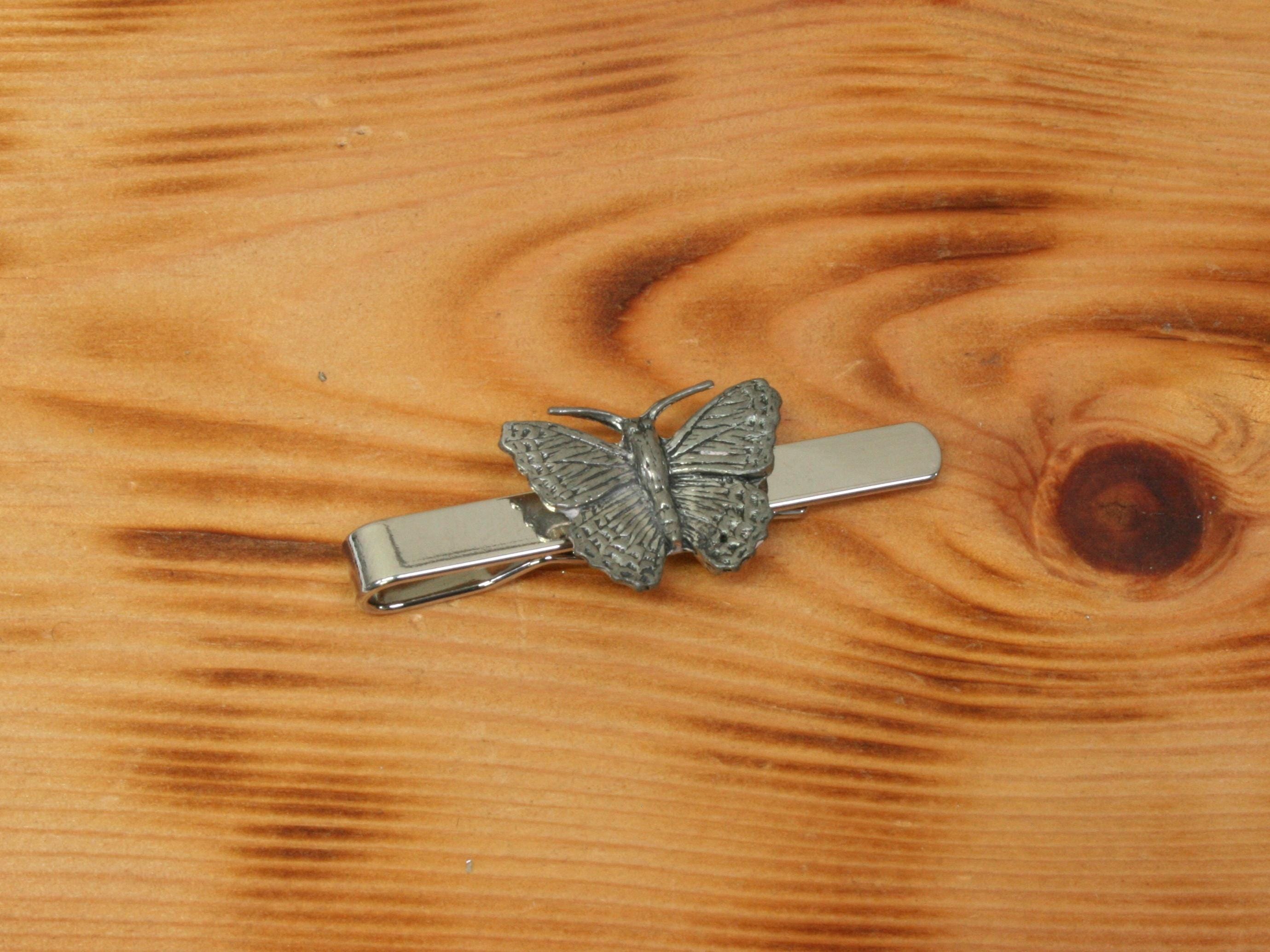 Butterfly Tie Clip Tack Slide Bar UK Handmade Pewter Spotting Christmas ...
