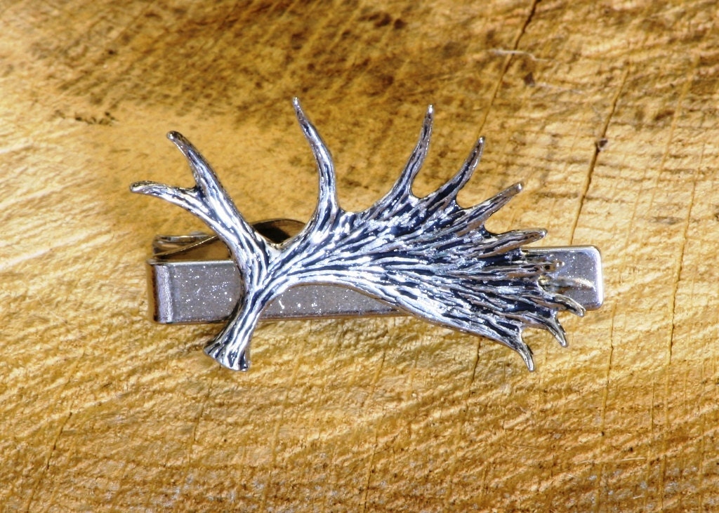 Moose Antler Tie Clip Tack Slide Bar Pewter Handmade Hunting | Etsy