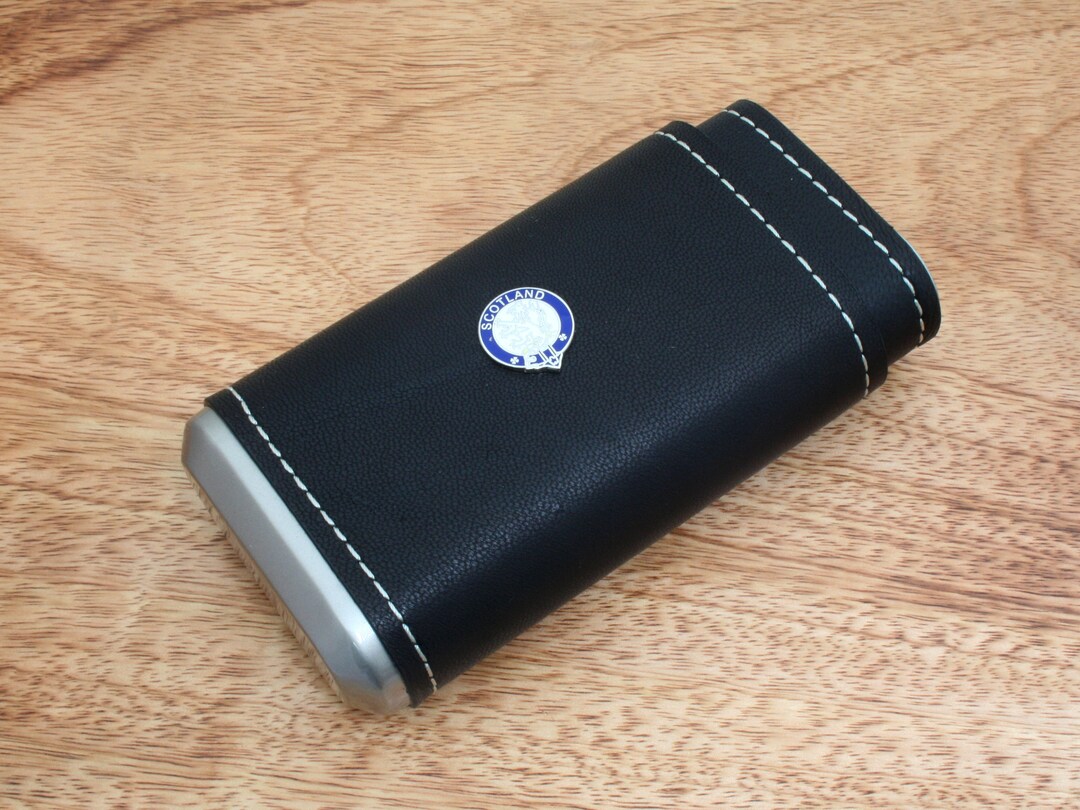 Clan Crests Leather Covered Cigar Tube Case Cedar Lined Scottish Gift ...