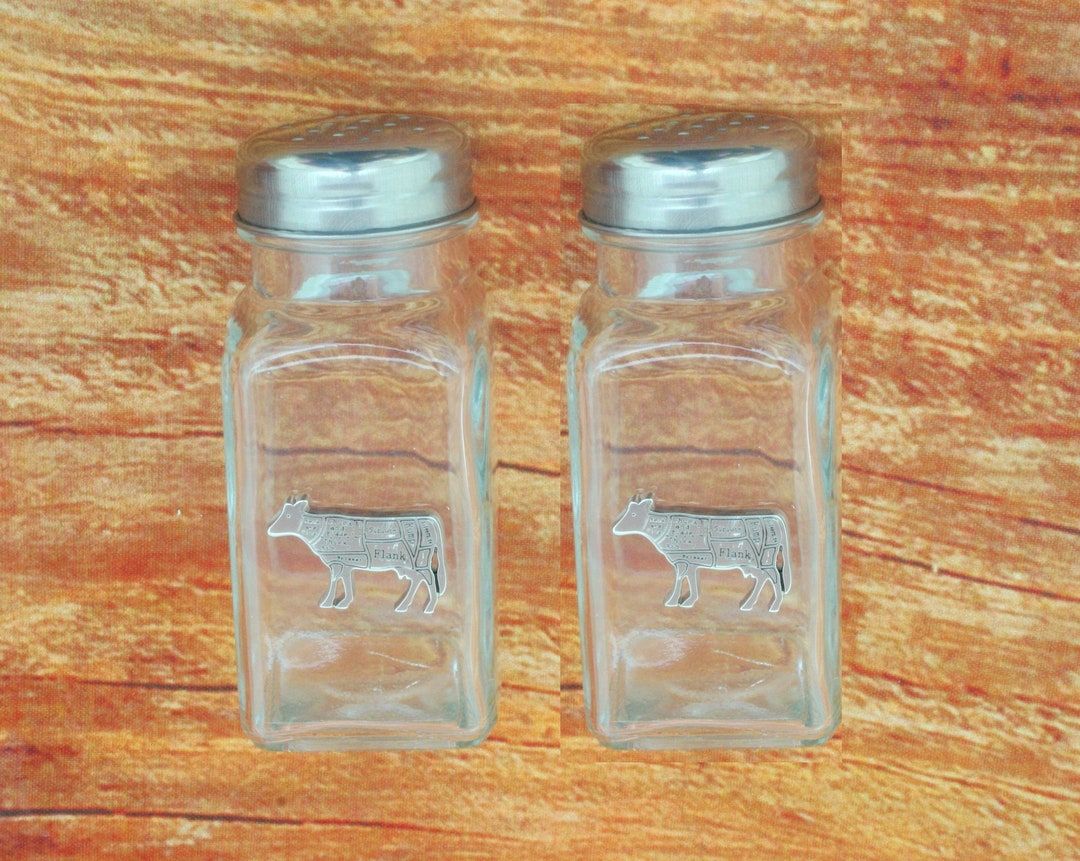 Butchers Animals Glass Salt and Pepper Shakers With Screw Top for Home ...