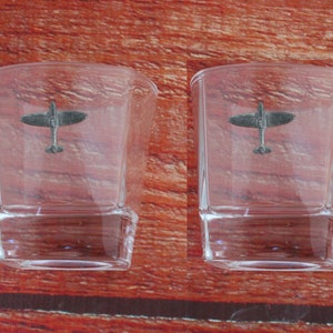 Spitfire Whisky Tumblers Pair of Crystal Glasses Fathers Day Gift Boxed ...