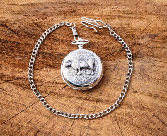 Dairy Cow Pocket Watch Pewter Free Engraved Gift Boxed 97 | Etsy