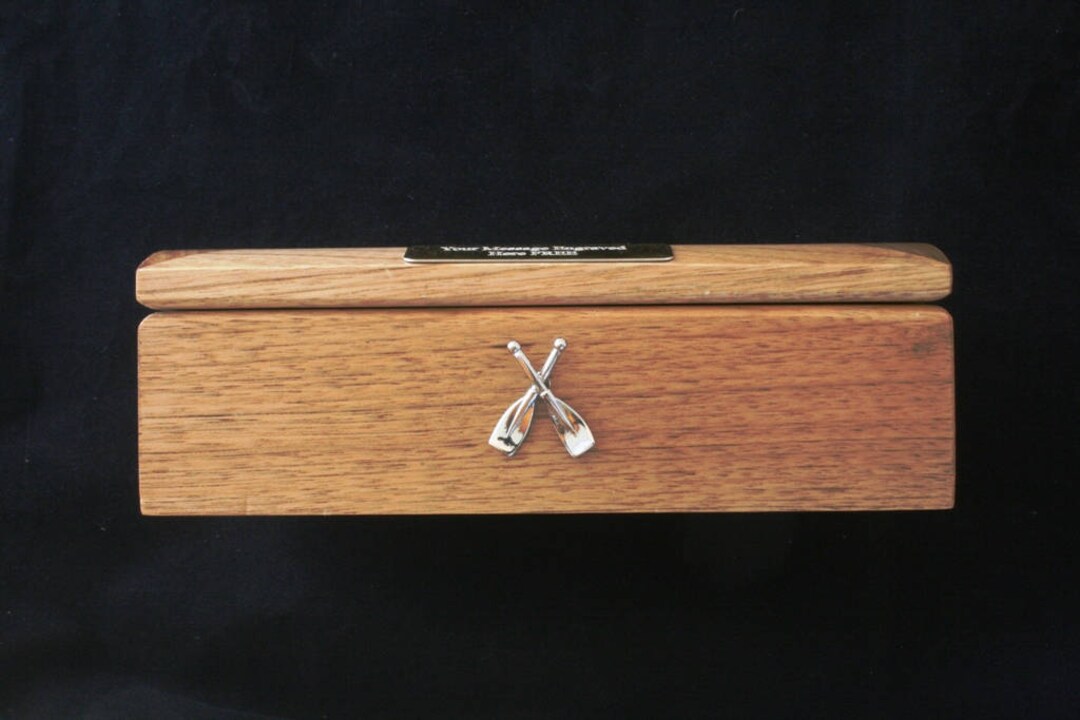 Crossed Oars Jewellery Box Oak Photo Insert 6x4 Personalised Free ...