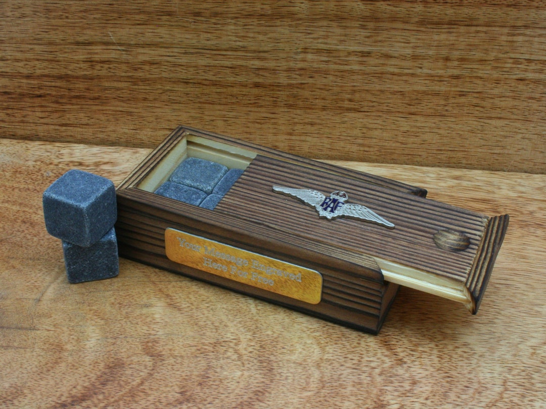 RAF Regiments Ice Cubes Whiskey or Gin Stones in Wooden Box Set of 6 ...