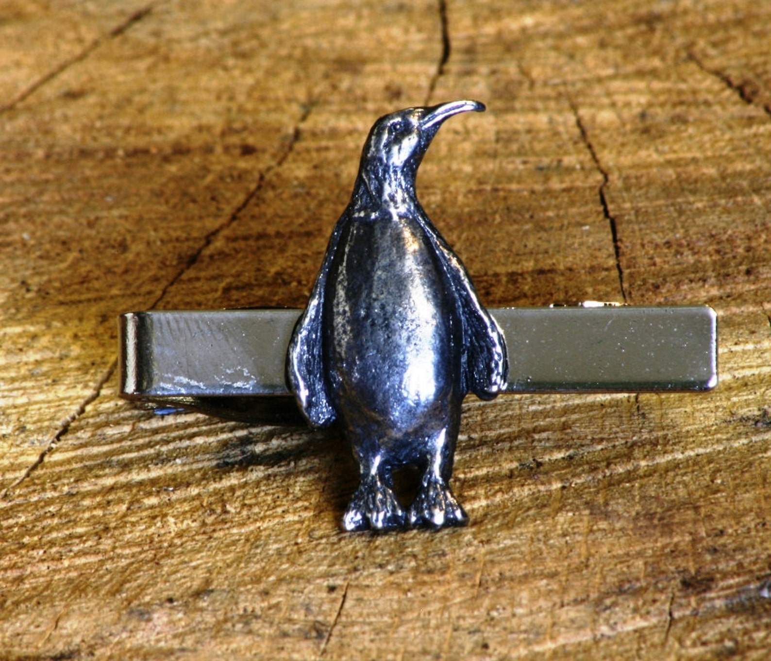 Penguin Tie Clip Tack Slide Bar UK Handmade Pewter Gift 264 | Etsy