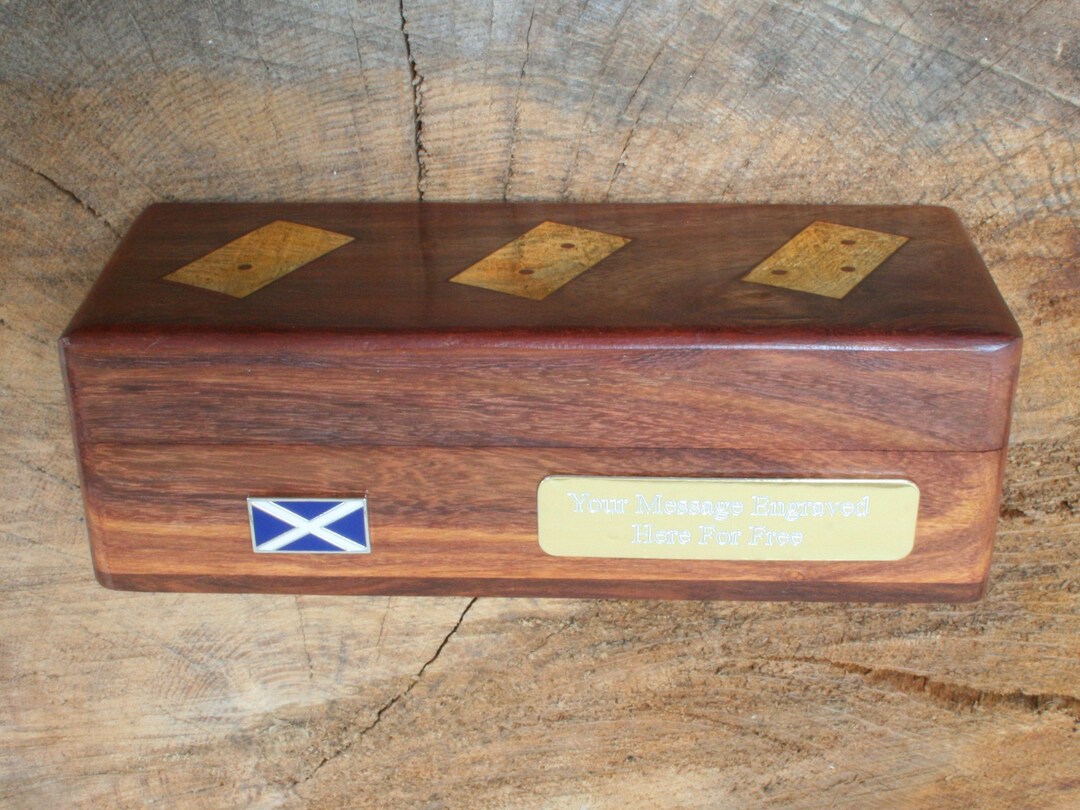 Scottish Icons Dominoes Wood With Brass Inlays in Wooden Presentation ...