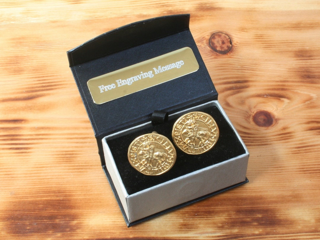 Templar Seal Gold Plated Cufflinks UK Handmade Masonic Father's Day ...