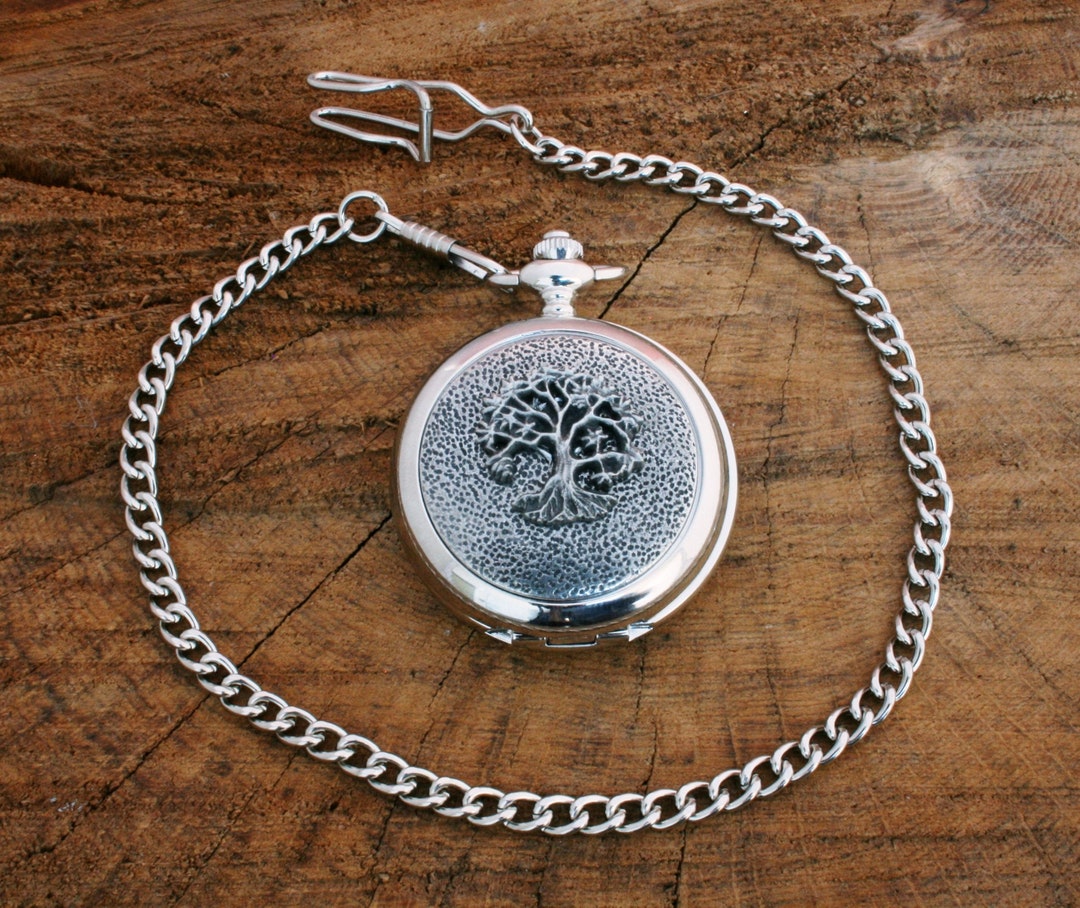 Tree of Life Pocket Quartz Watch Pewter Free Engraved Birthday Gift ...