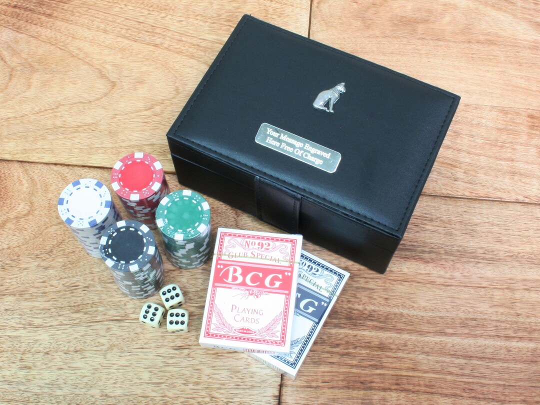 Greek Mythology Poker Set 80 Chips Two Crad Decks Dice Leather Case ...