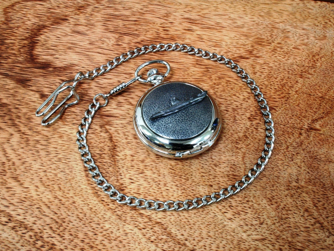 Boats and Vessels Pocket Watch and Chain Pewter Fronted Quartz ...