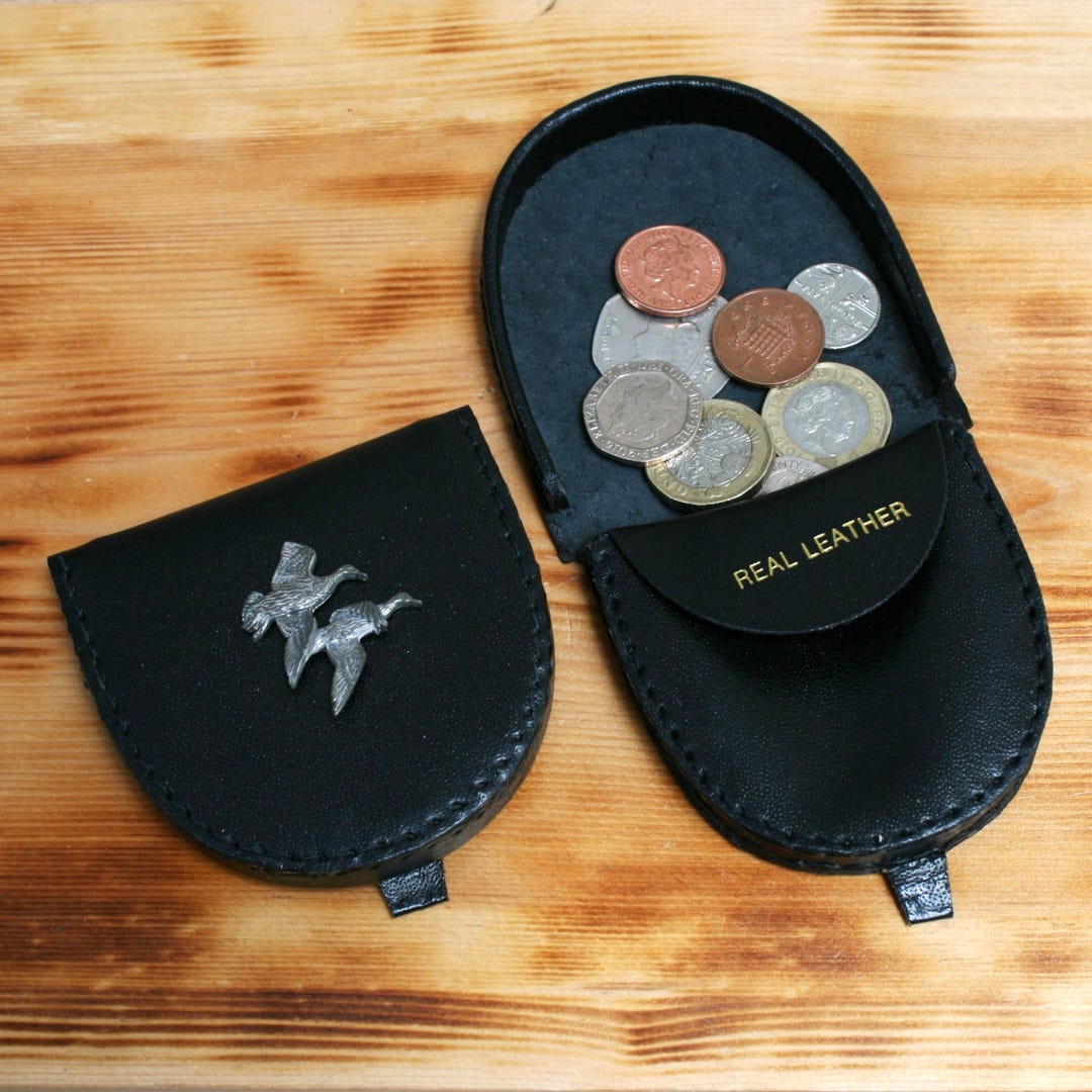 Game Shooting Coin Purse Black or Brown Leather Change Pouch Wallet ...