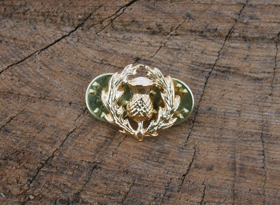 Scottish Thistle Emblem Fathers Day Gift Gold Plated Pewter Pin Lapel ...