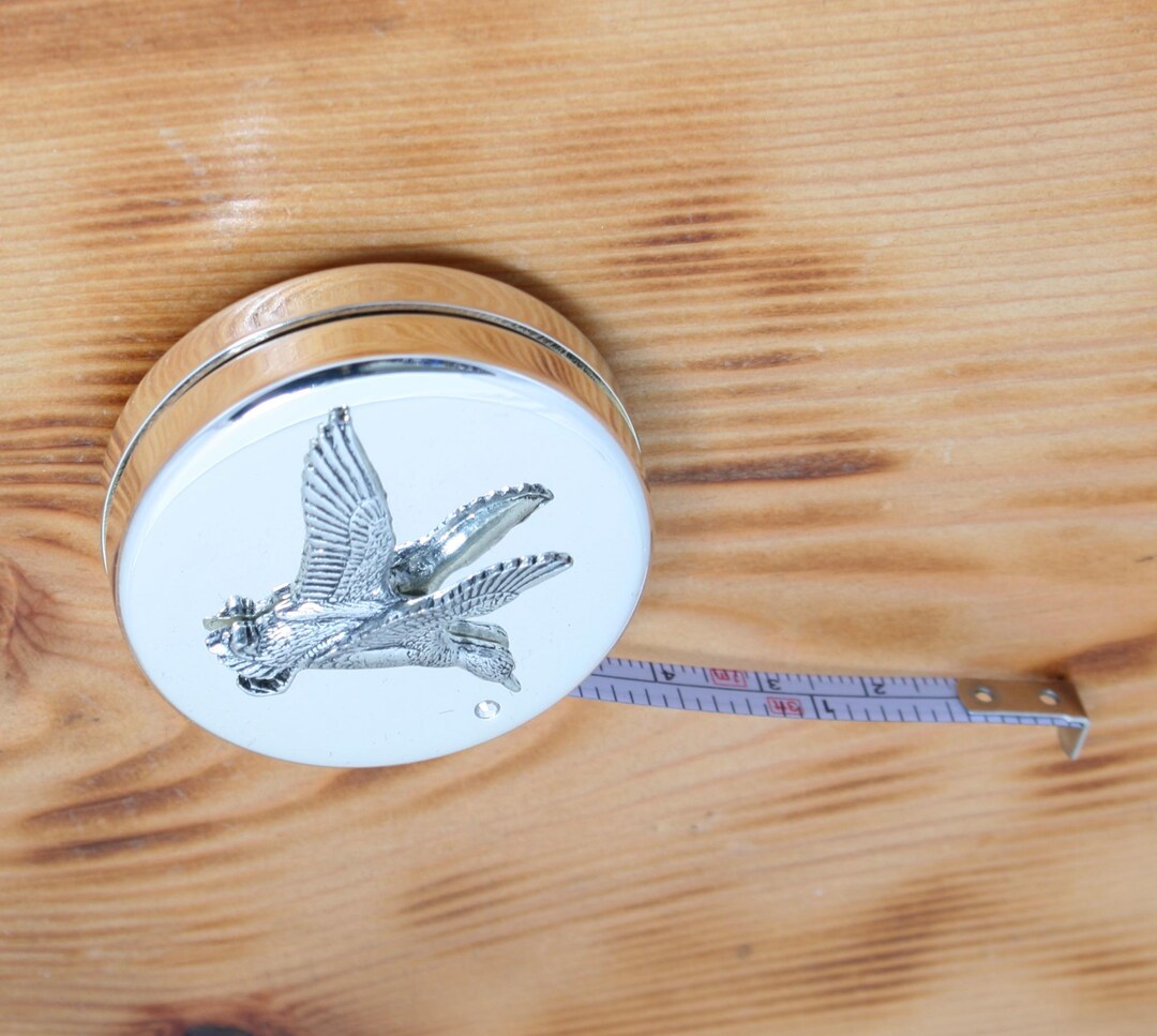 British Birds Silver Plated 1 Meter Tape Measure Free Engraving Robin ...