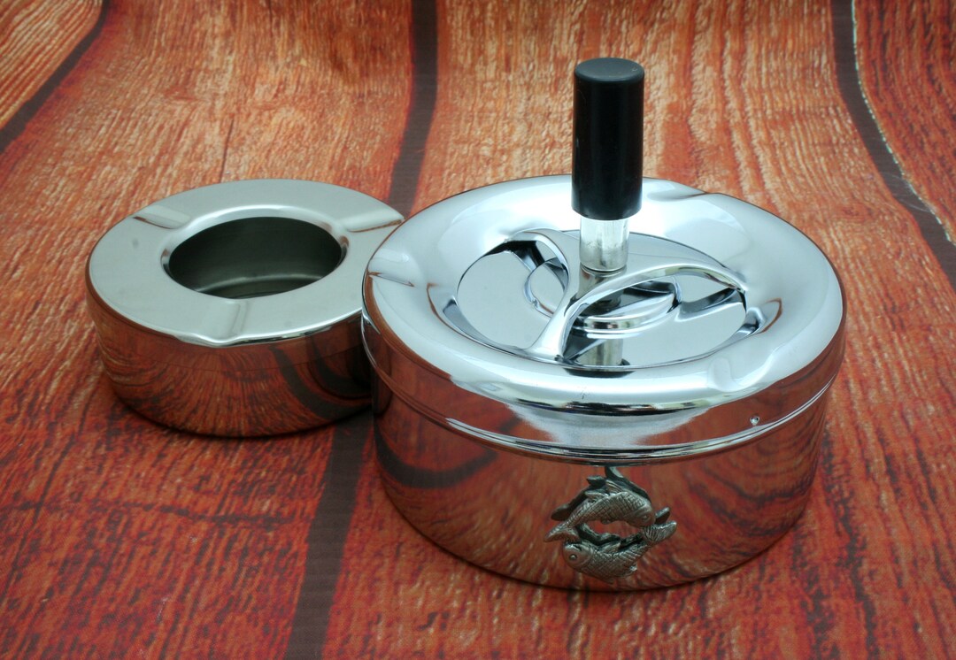 Star Signs Round Metal Ash Tray Rotary Drop Down Button Windproof ...