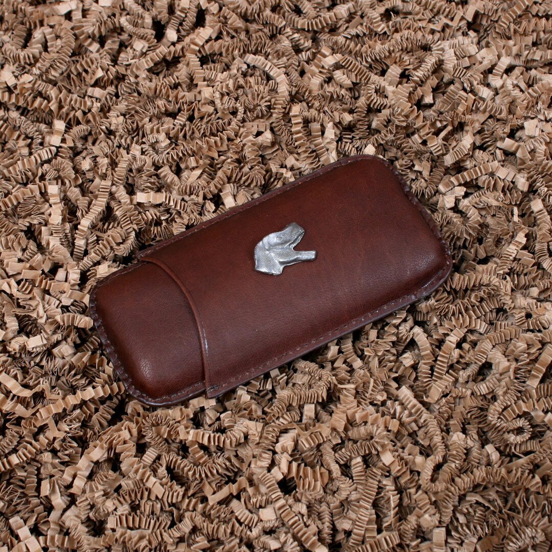 Dinosaurs and Prehistoric Brown Leather Cigar Tube Travel Holder for 2 ...